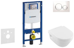 Geberit Duofix - Set předstěnové instalace, klozetu a sedátka Villeroy & Boch, tlačítka Sigma20, DirectFlush, SoftClose, CeramicPlus, bílá/chrom 111.300.00.5 NB4