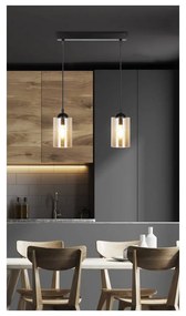 Černé závěsné svítidlo se skleněným stínidlem 10x34 cm Bistro – Candellux Lighting