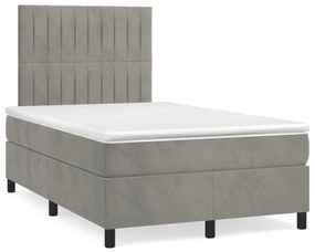 Box spring postel s matrací světle šedá 120x190 cm samet 3270007