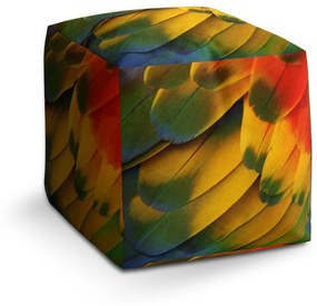 Sablio Taburet Cube Barevné peří: 40x40x40 cm