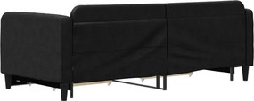 Válenda s přistýlkou a zásuvkami černá 90 x 200 cm textil 3196854