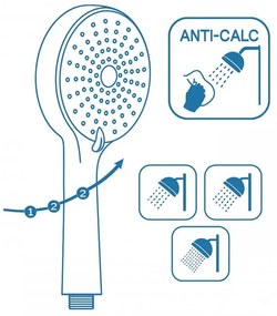 Erga Fanki, 3-funkční ruční sprchová hlavice, chrom, ERG-YKA-BP.FANKI-CHR