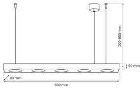 Lustr na lanku ALEXANDER 5xGX53/12W/230V černá