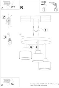Stropní svítidlo Savar, 3x černé kovové stínítko