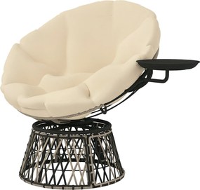 Outsunny Papasan křeslo Rattan 360° otočné křeslo s polštářem průměr 90 cm kulaté venkovní rattanové křeslo otočné lehátko pro obývací pokoj zahradu b
