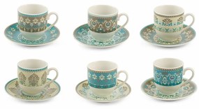Sada 6 porcelánových šálků na espresso s podšálkem Villa d'Este Cala, 90 ml