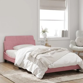 Rám postele s čelem růžový 100x200 cm samet