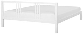 Dřevěná postel 180 x 200 cmbílá VANNES Beliani