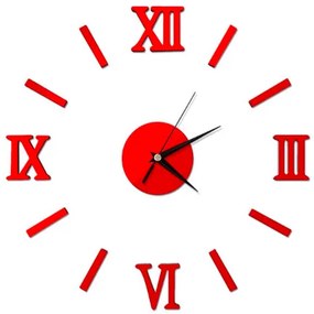 Nástěnné 3D hodiny Římská čísla Barevná varianta: Červená
