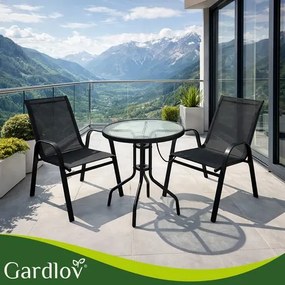 Balkonový set stůl + 2 židle černý Gardlov 27568
