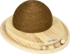 Interaktivní kočičí hračka PawHut, design 2 v 1, škrabací hračka se škrabací deskou a dráhou pro míček, kočičí škrabací nábytek, juta, borové dřevo, P
