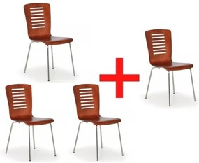 Dřevěná jídelní židle LINES 3+1 ZDARMA, ořech
