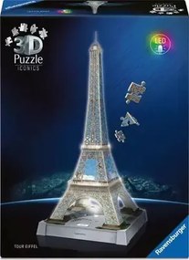 Ravensburger 3D Puzzle Iconics: Eiffelova věž (Noční edice) / 216 dílk