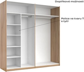 Skříň s posuvnými dveřmi 2,0x2,1 m (Dveře Lesklá Bílá) série N Asti