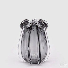 Skleněná váza Volute šedá, 30x19 cm