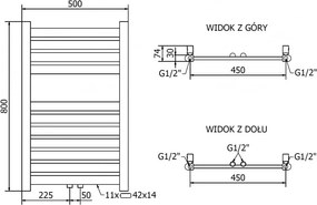 Mexen Uran, elektrické topné těleso 800x500 mm + topná tyč 300 W, zlatá lesklá, W105-0800-500-2300-50
