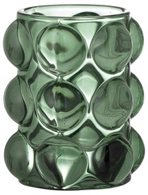 Bloomingville Skleněný svícen na čajovou svíčku Deni Green 10 cm, zelená barva, sklo