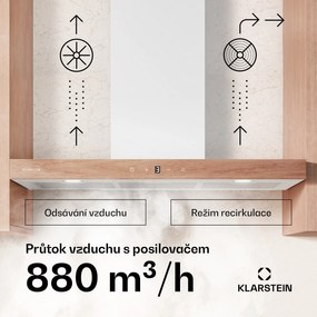 Klarstein Digestoř ZenFusion T, 881,6 m³/h, A++, 210 W DC, 47 dB, odsávání/recirkulace