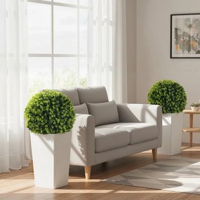 HOMCOM sada 2 umělých eukalyptových topiary, výška 65 cm, 330 listů, UV-odolné, v bílých trapezových květináčích