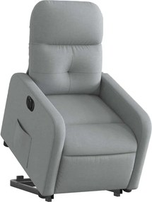 Elektrické zvedací polohovací křeslo světle šedé textil 3206813
