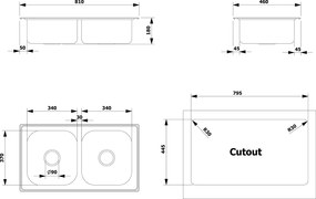 Aqualine kuchyňský dřez 81 x 18 x 46 cm nerez AQ8146B
