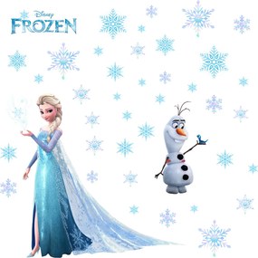 Samolepka na zeď "Elsa a Olaf" 60x70 cm