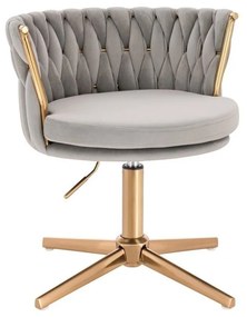 LuxuryForm DESIGN Otočná židle LYON VELUR na zlatém kříži - světle šedá