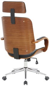 Kancelářská židle Lindsell - ohýbané dřevo a umělá kůže | ořech a černá