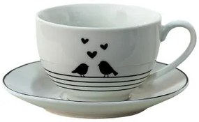 Porcelánový šálek s podšálkem LOVE BIRDS