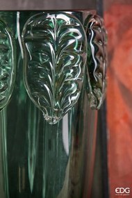 Skleněná váza Foglie zelená, 37x23 cm