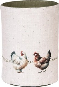 Béžový košík na pečivo se slepičkami Barnyard Chicken - Ø 15*16 cm