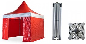 Nůžkový párty stan 3x3 m TENTino BH EXTREME PVC EXTRA HIGH ROOF Barva opláštění: 7A - ČERVENÁ (VOLÁNY BÍLÉ)