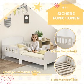 AIYAPLAY Dětská postel s bezpečnostními zábranami, postel pro malé děti ve věku 3-8 let, MDF, bílá