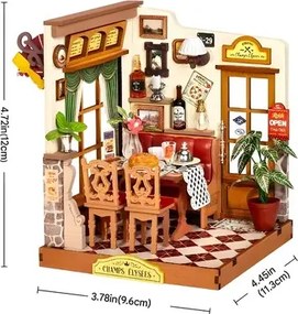 RoboTime 3D dřevěná skládačka Bistro na Champs-Élysées / Miniatura dom