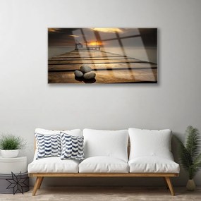 Plexisklo-obraz Moře Molo Západ Slunce 100x50 cm