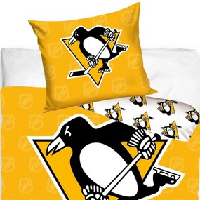 Hokejové ložní povlečení NHL Pittsburgh Penguins Shields - 100% bavlna Renforcé - 70 x 90 cm + 140 x 200 cm