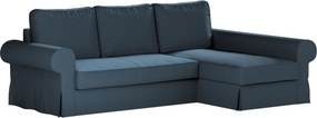 Potah na pohovku IKEA Backabro rozkládací se šezlongem barva modrá látka pletený vzor