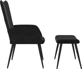 Relaxační křeslo se stoličkou černé samet 327694