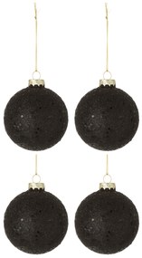 4ks černé vánoční koule  Baubles stars black  – Ø 10cm