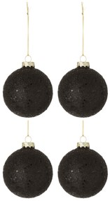 4ks černé vánoční koule Baubles stars black – Ø 10cm