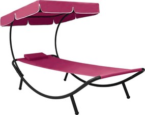 vidaXL Zahradní postel s baldachýnem a polštářem [313536] Barva: Růžová