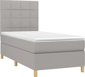 Box spring postel s matrací a LED světle šedá 100x200 cm textil 3135413