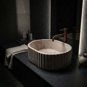 Rea Margaret Gio, umyvadlo na desku 495×355×155 mm, béžová – imitace kamene, REA-U3522
