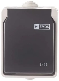 Zásuvka nástěnná, šedo-černá, IP54 71034