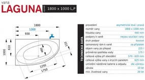Santech LAGOON 180 x 100 cm SALAG180P vana akrylátová pravá