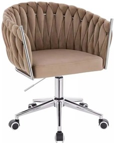 LuxuryForm DESIGN Židle NORDEN VELUR na stříbrné podstavě s kolečky - latte