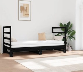 vidaXL Výsuvná postel 2x (90 x 190) cm masivní borovice [3124763] Barva: Černá