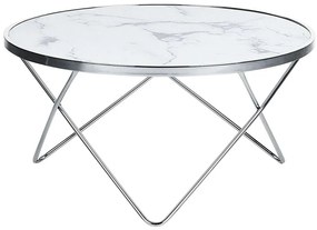 Konferenční stolek s mramorovým efektem stříbrný MERIDIAN II Beliani