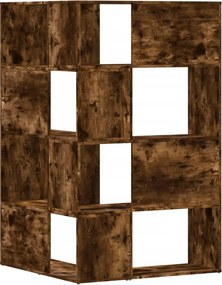 Rohová knihovna 4patrová kouřový dub 85 x 85 x 140 cm kompozit 3307814