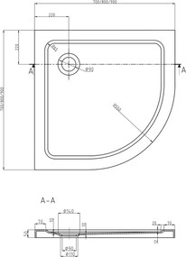 Mexen Rio, čtvrtkruhový sprchový kout s posuvnými dveřmi 90 x 90 cm, 5mm šedé sklo, chromový profil + černá sprchová vanička, 863-090-090-01-30-4170